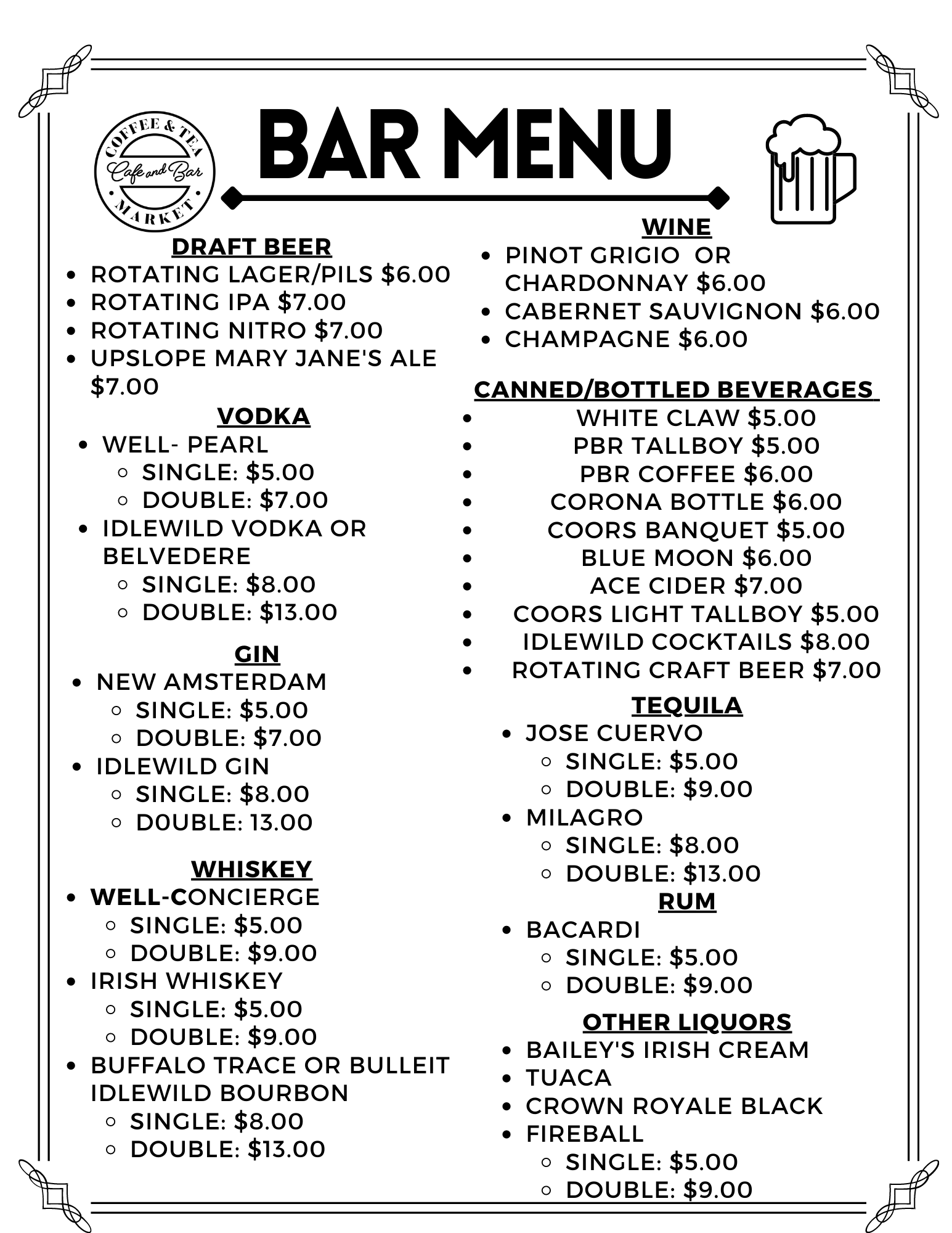 BAR MENU